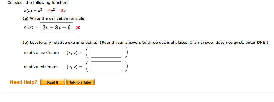 Solved Consider the following function. h(x) = x3-4x2-6x (a) | Chegg.com
