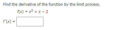 Solved Find the derivative of the function by the limit | Chegg.com