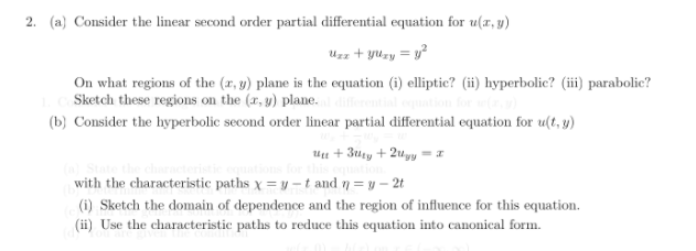 Solved 2. (a) Consider the linear second order partial | Chegg.com