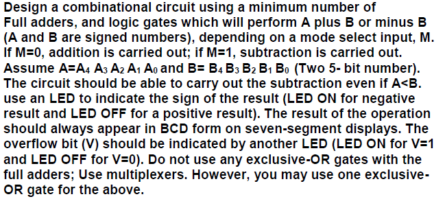 Design a combinational circuit using a minimum number | Chegg.com