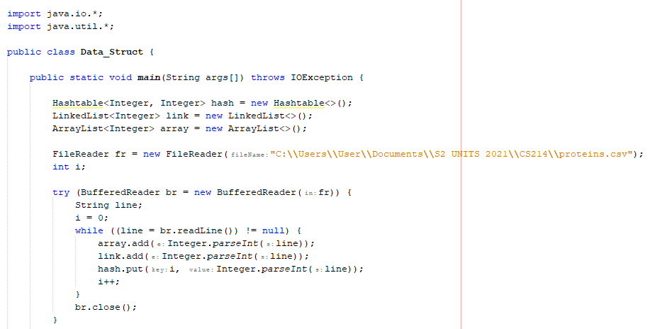Solved IAM TRYING TO READ A CSV FILE AND STORE IT IN | Chegg.com
