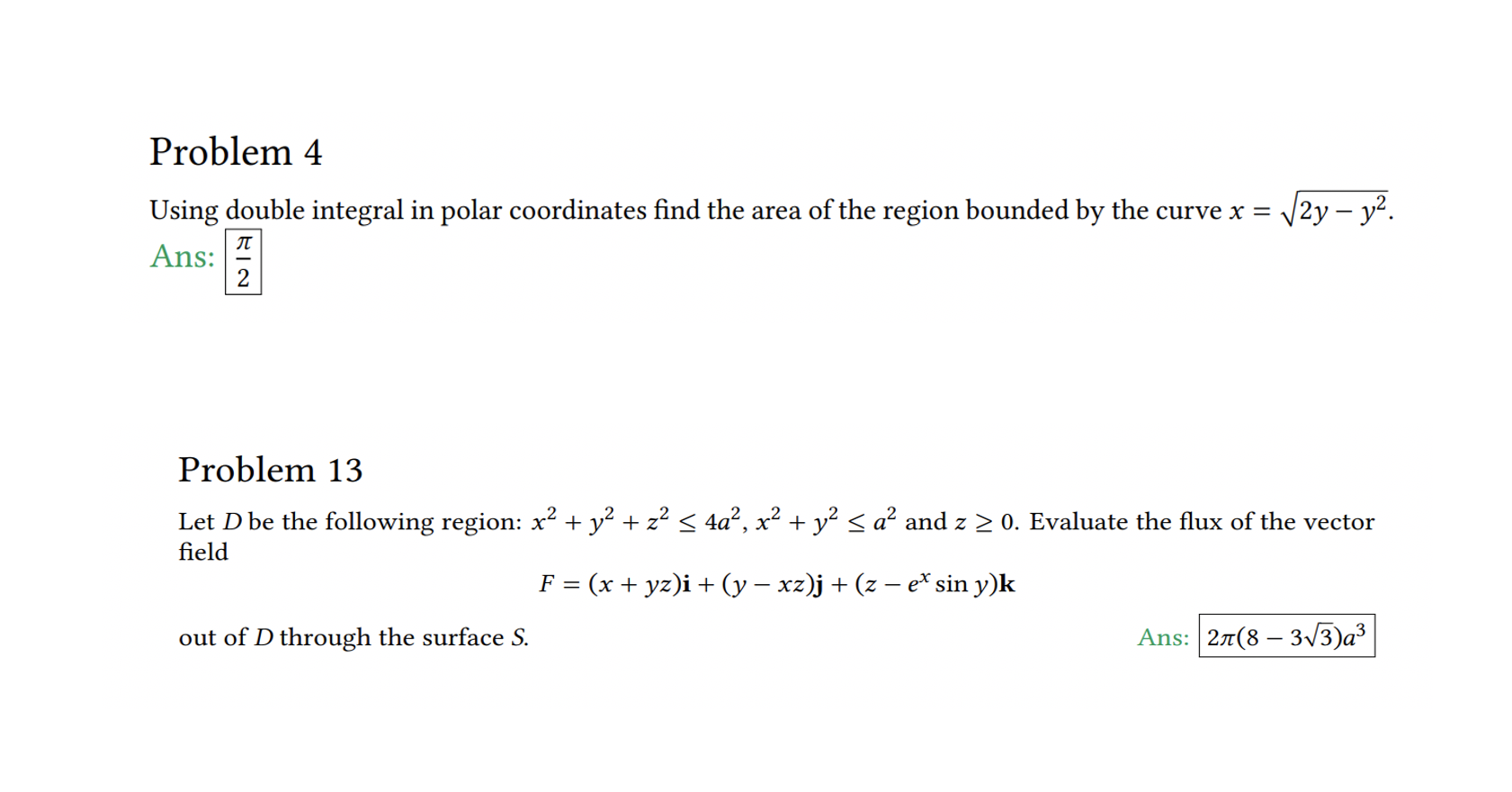 Solved Problem 4 Using double integral in polar coordinates | Chegg.com