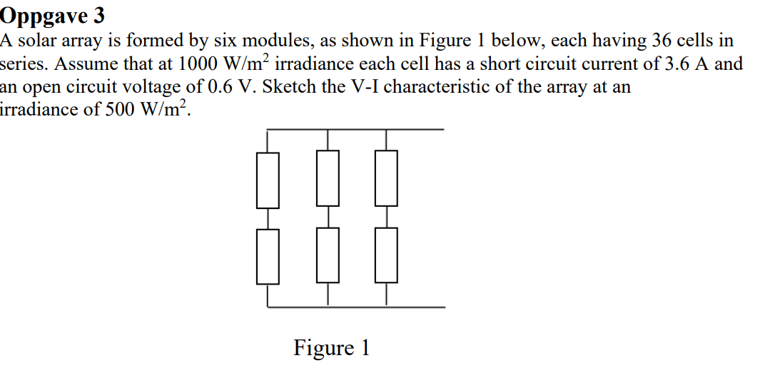 Solved Oppgave 3 A solar array is formed by six modules, as | Chegg.com