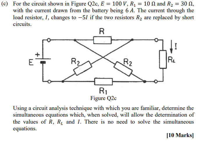 Solved c) For the circuit shown in Figure Q2c, E=100 | Chegg.com