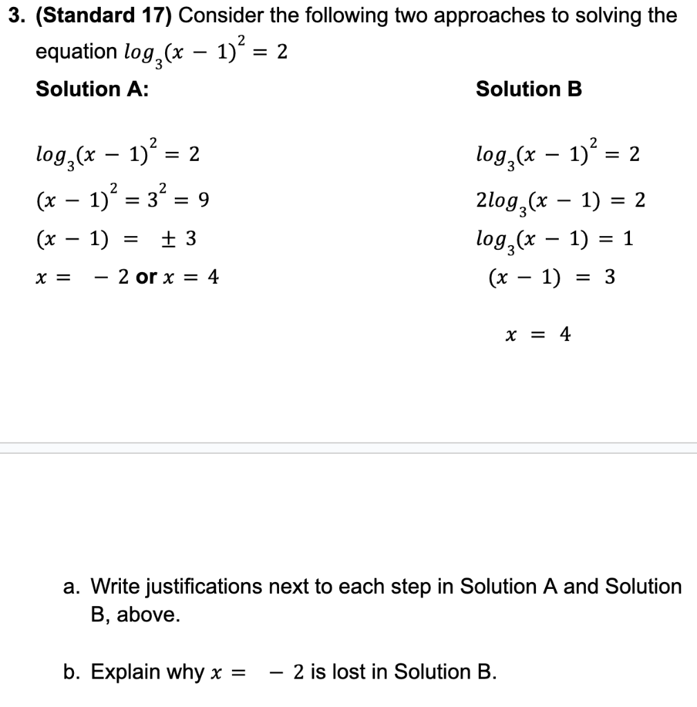 Solved 3. (Standard 17) Consider the following two | Chegg.com