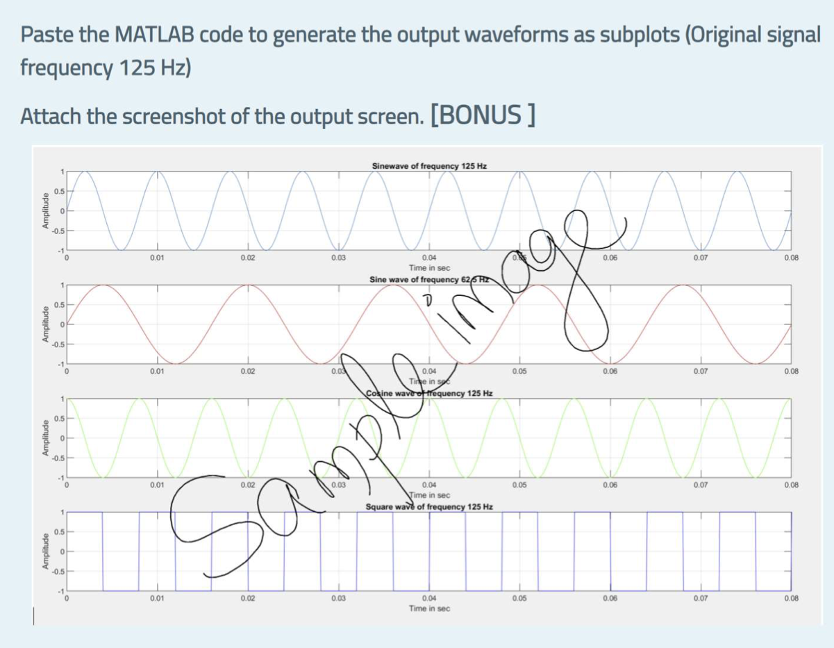 Solved Paste the MATLAB code to generate the output | Chegg.com