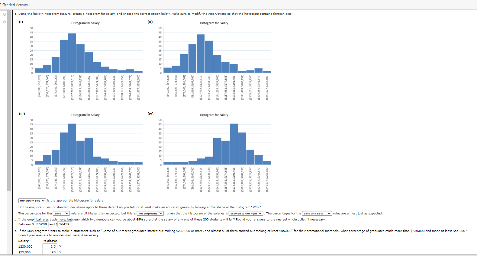 2 Graded Activity a. Using the built-in histogram | Chegg.com