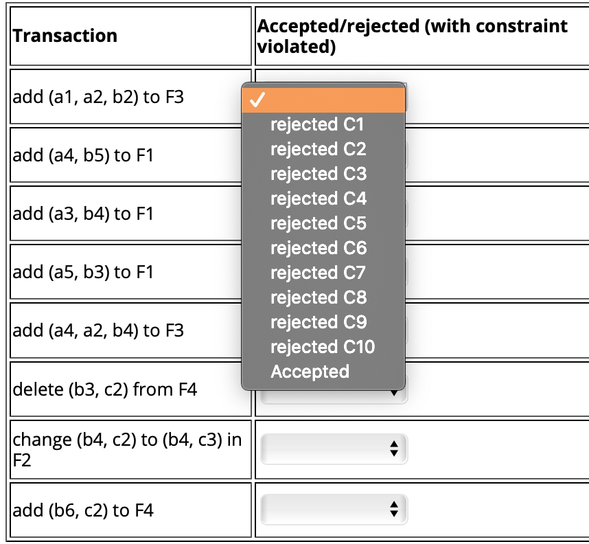 Transaction Accepted/rejected (with constraint | Chegg.com