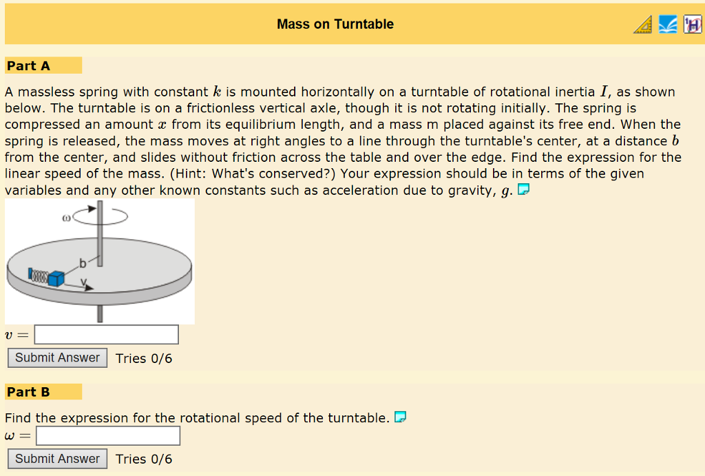Solved Mass On Turntable Part A A Massless Spring With