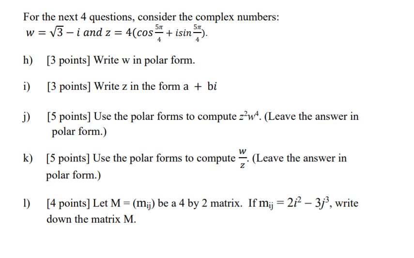 Solved For the next 4 questions, consider the complex | Chegg.com