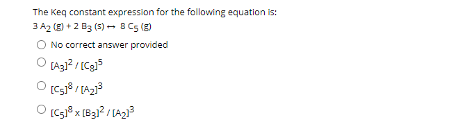 Solved The keq constant expression for the following | Chegg.com