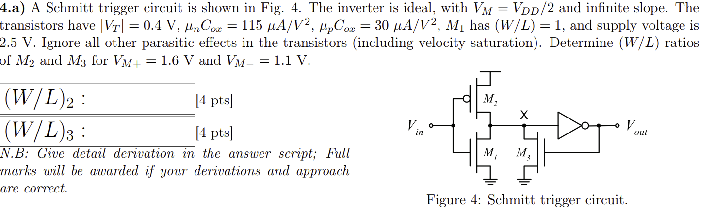 Solved 4.a) ﻿A Schmitt trigger circuit is shown in Fig. 4. | Chegg.com