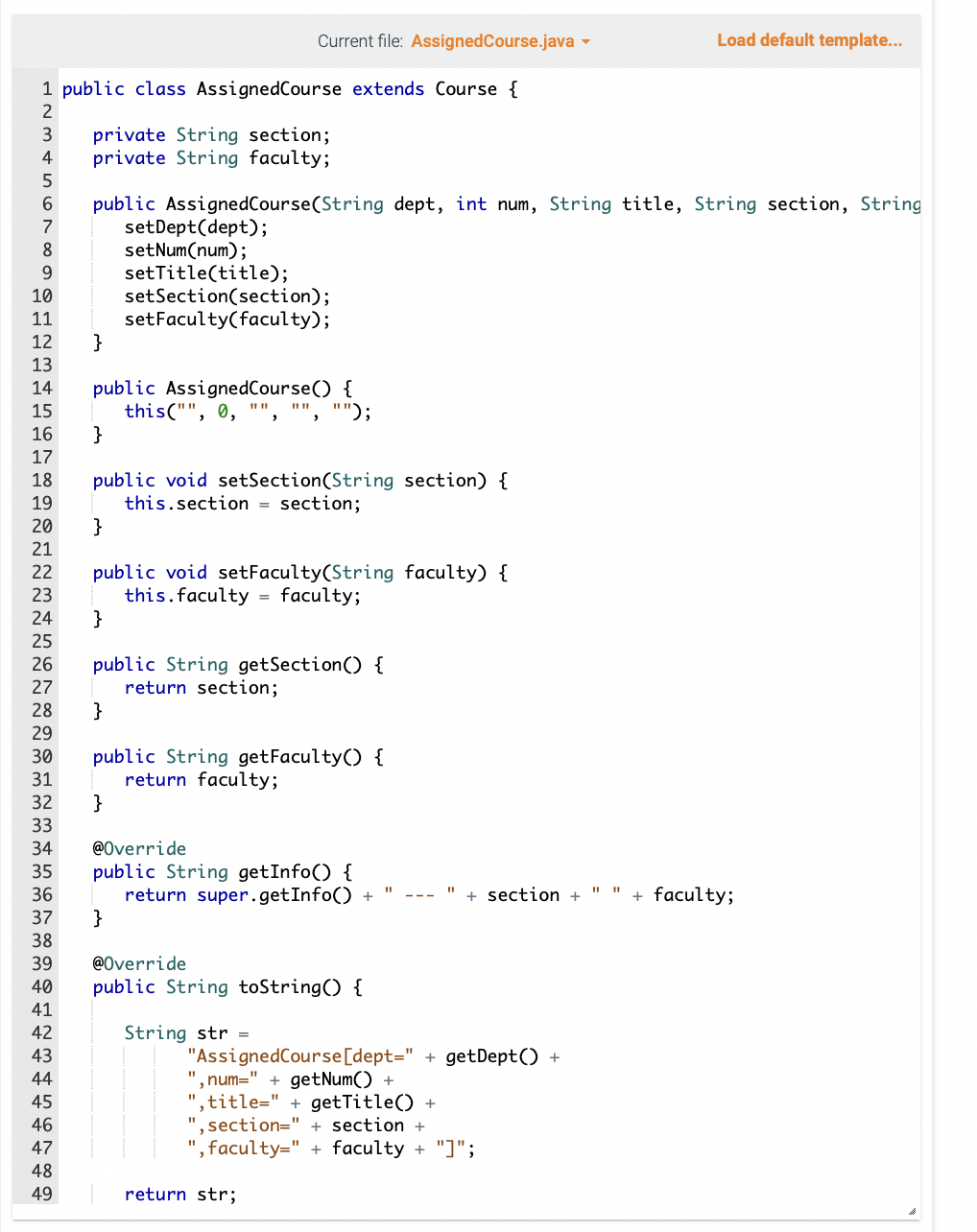 Solved 22.4 Comparing Course and AssignedCourse objects Part | Chegg.com