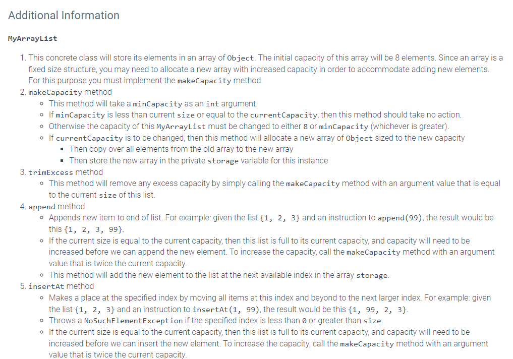 Solved Please use JAVA Solve for files MyArrayList.java | Chegg.com Solved Please use JAVA Solve for files MyArrayList.java | Chegg.com