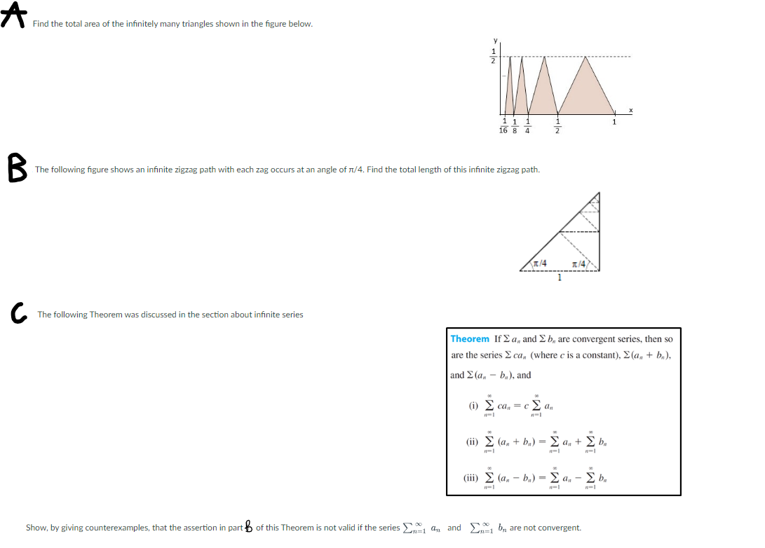 Solved Find the total area of the infinitely many triangles | Chegg.com