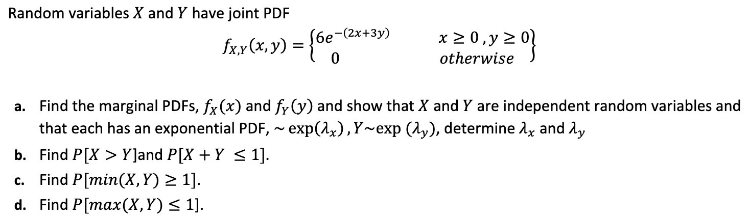 Solved Random variables X and Y have joint PDF | Chegg.com