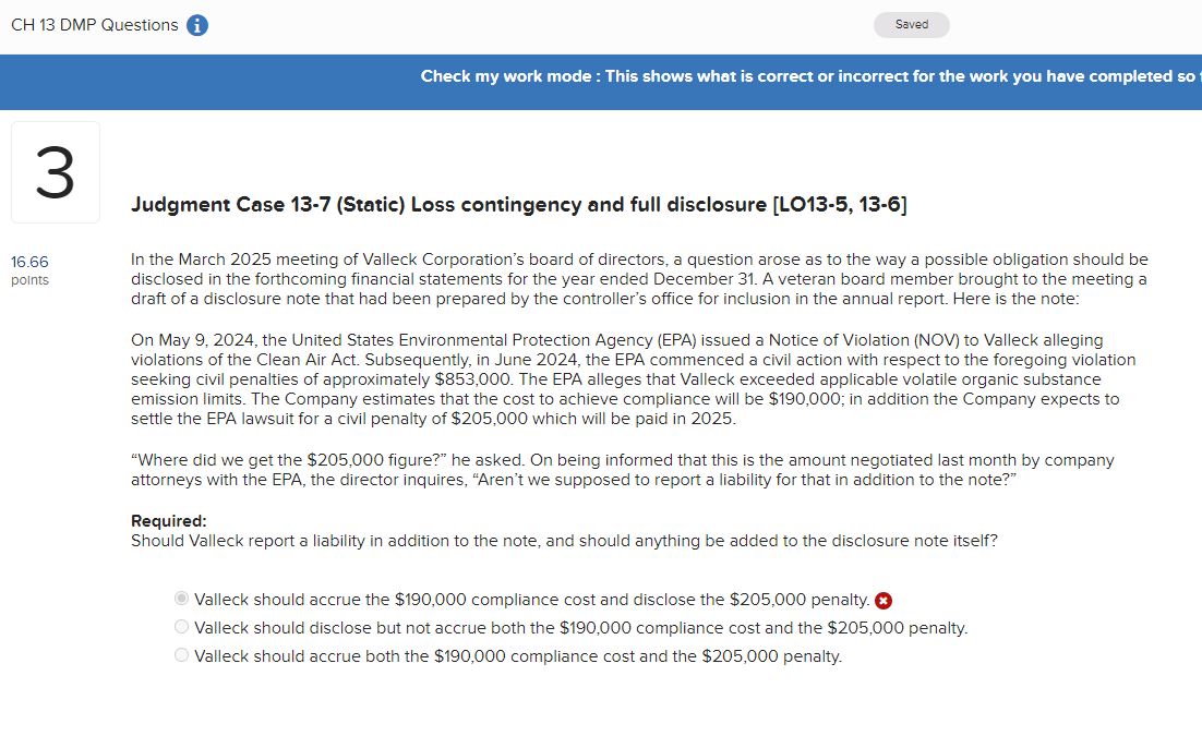 Solved Judgment Case 13-7 (Static) Loss contingency and full | Chegg.com