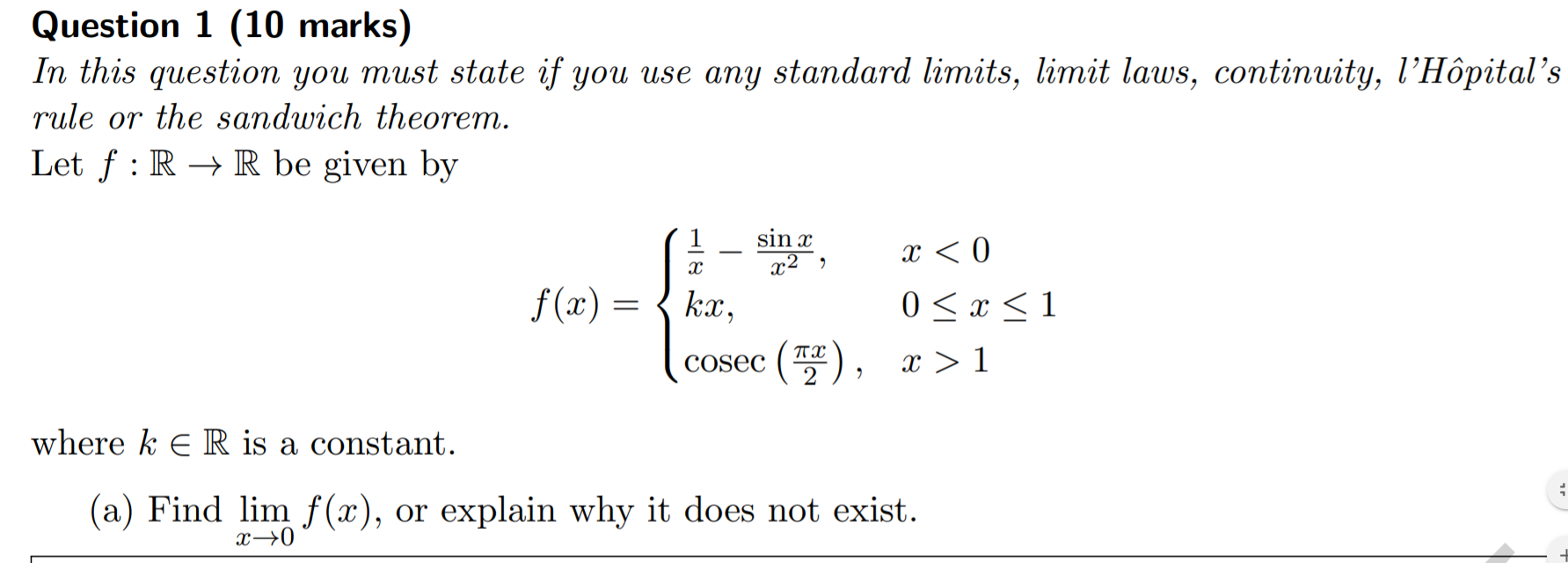 Solved Question 1 (10 marks) In this question you must state | Chegg.com