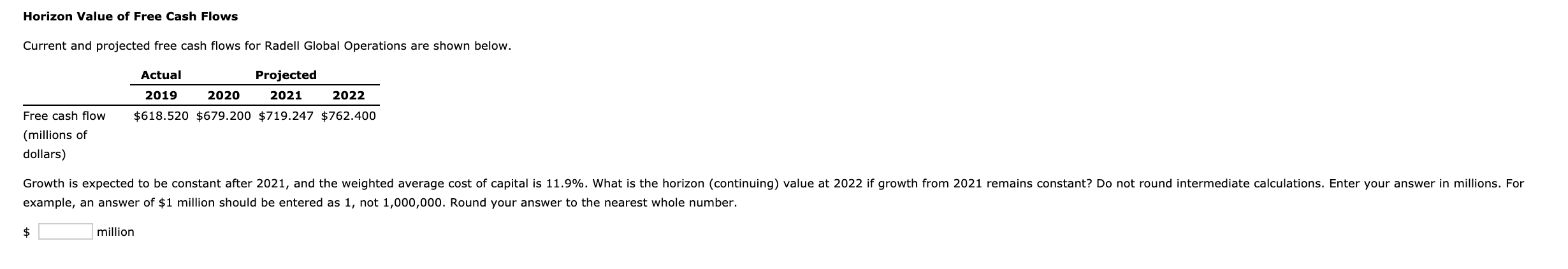 Solved Value of Operations: Constant FCF Growth EMC | Chegg.com