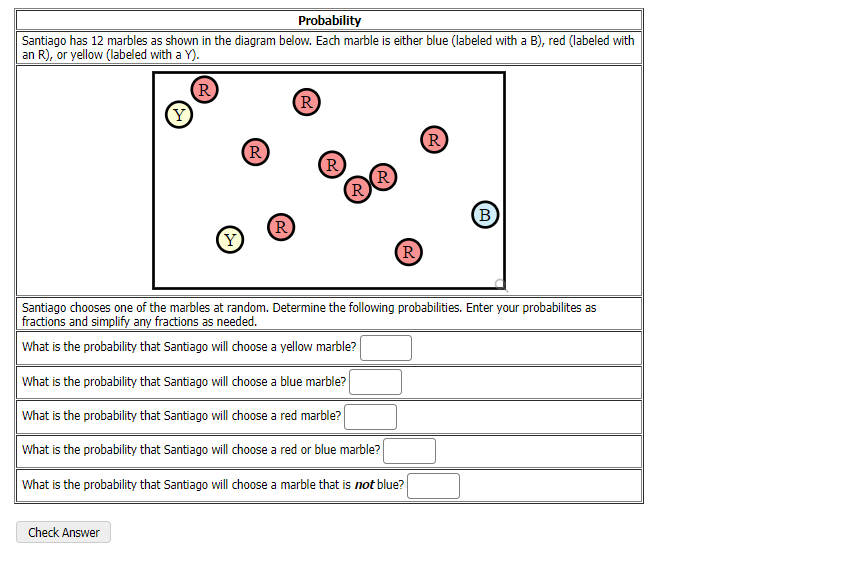 Solved Probability Santiago has 12 marbles as shown in the | Chegg.com