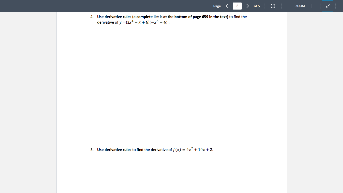 Solved Please answer both questions: Use derivative rules (a | Chegg.com