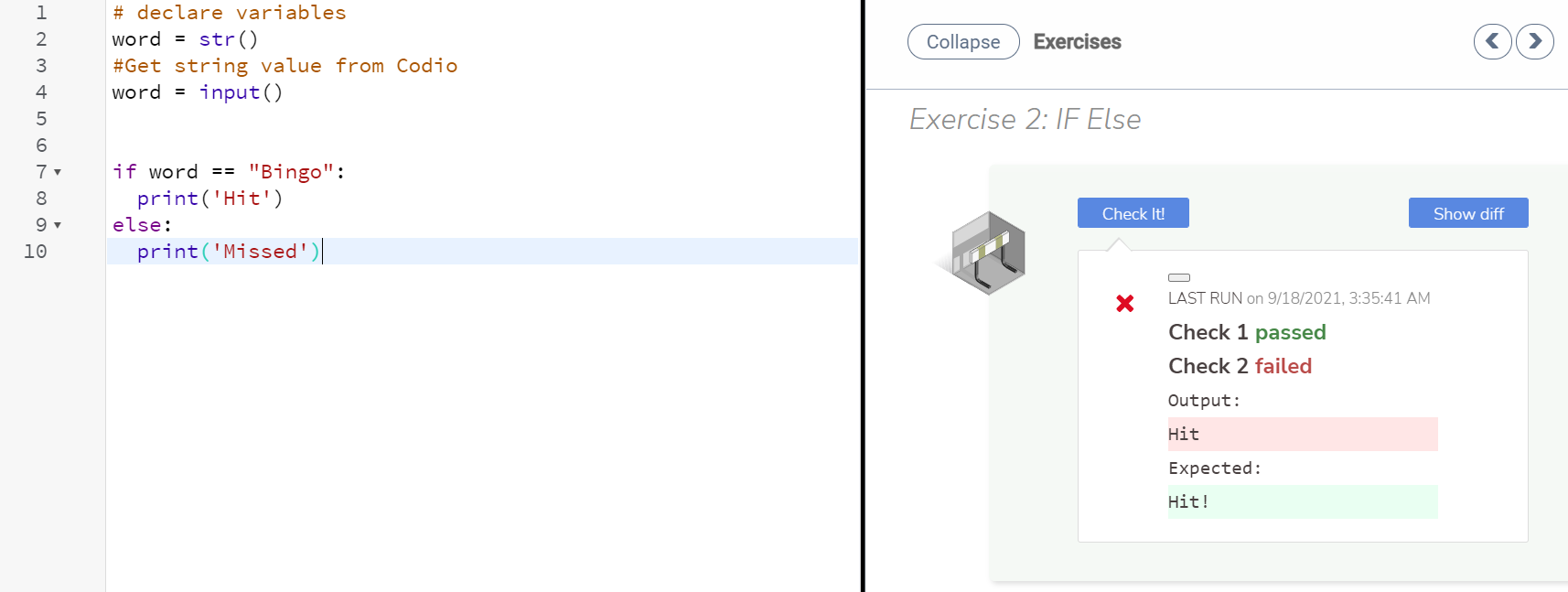 Solved Codio will provide you with a word that will be | Chegg.com