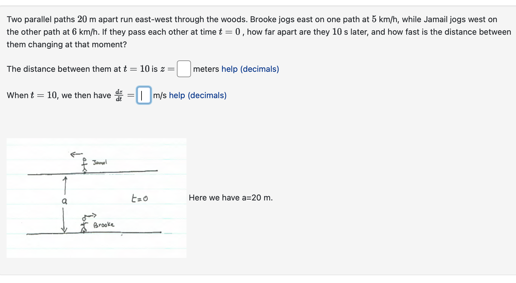 Solved Two parallel paths 20 m apart run east-west through | Chegg.com