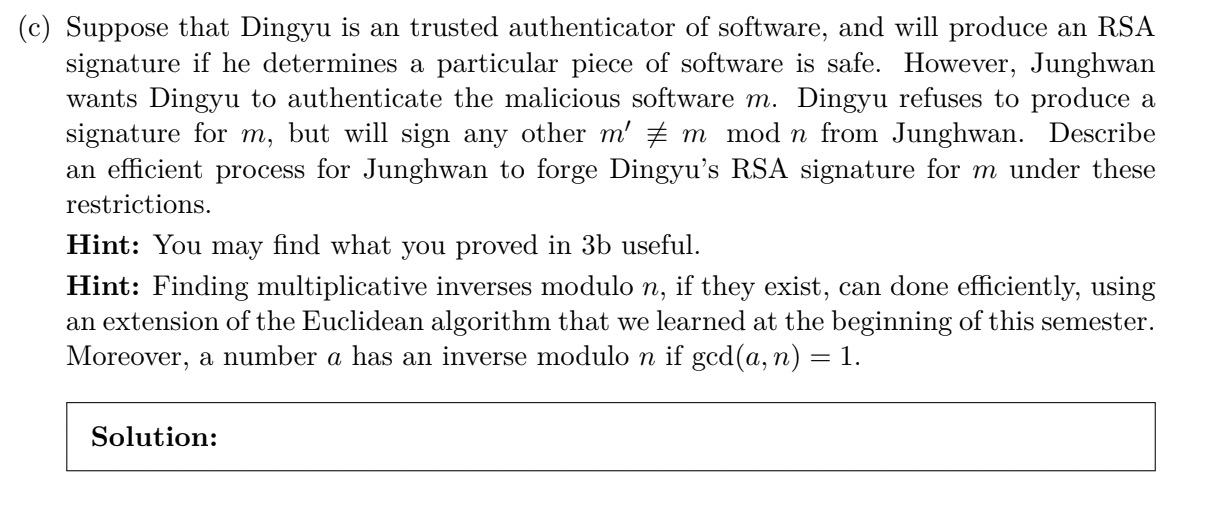 Solved 3. Consider this (faulty) RSA authentication | Chegg.com