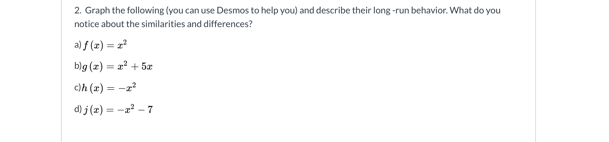 Solved 2. Graph the following (you can use Desmos to help | Chegg.com