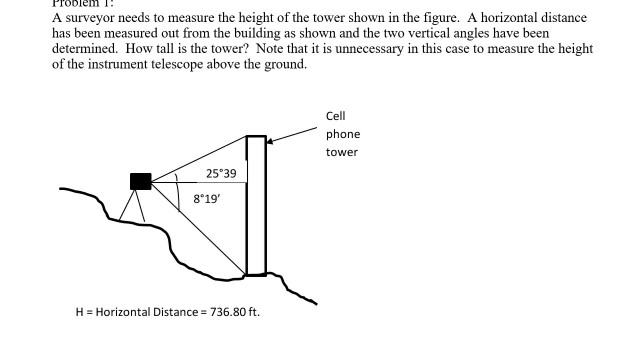 Solved Problem l A surveyor needs to measure the height of | Chegg.com
