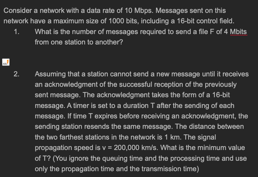 Solved Consider a network with a data rate of 10Mbps. | Chegg.com