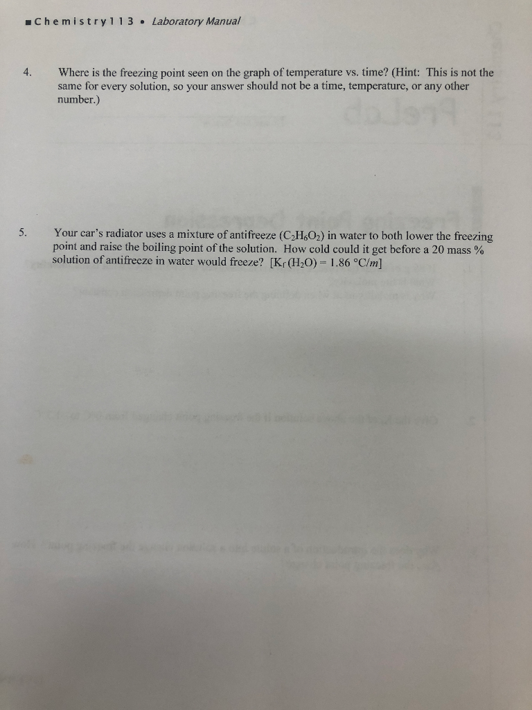 Solved Chemistry 113. Laboratory Manual Where is the | Chegg.com