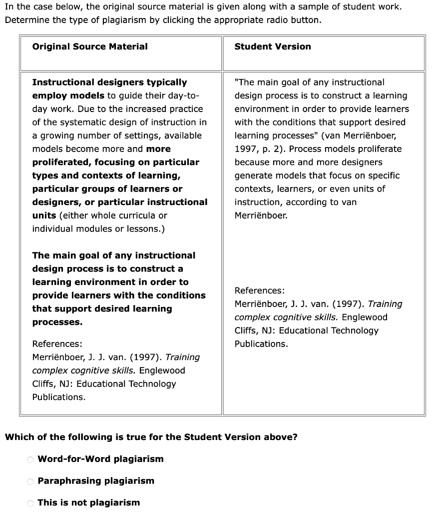 Solved In the case below, the original source material is | Chegg.com