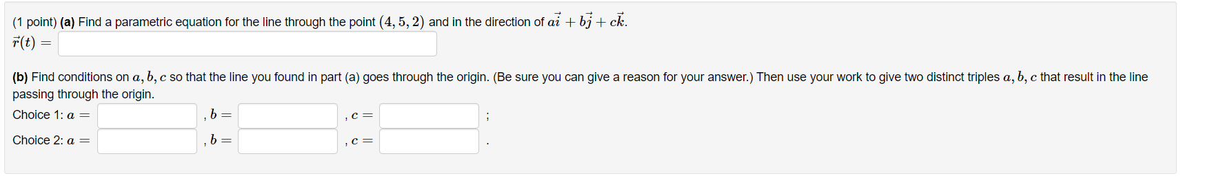 Solved (1 point) (a) Find a parametric equation for the line | Chegg.com