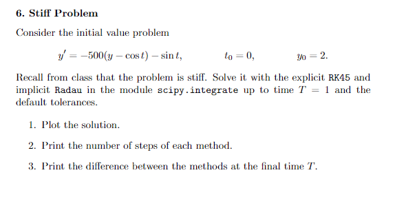 Solved 6. Stiff Problem Consider the initial value problem y | Chegg.com