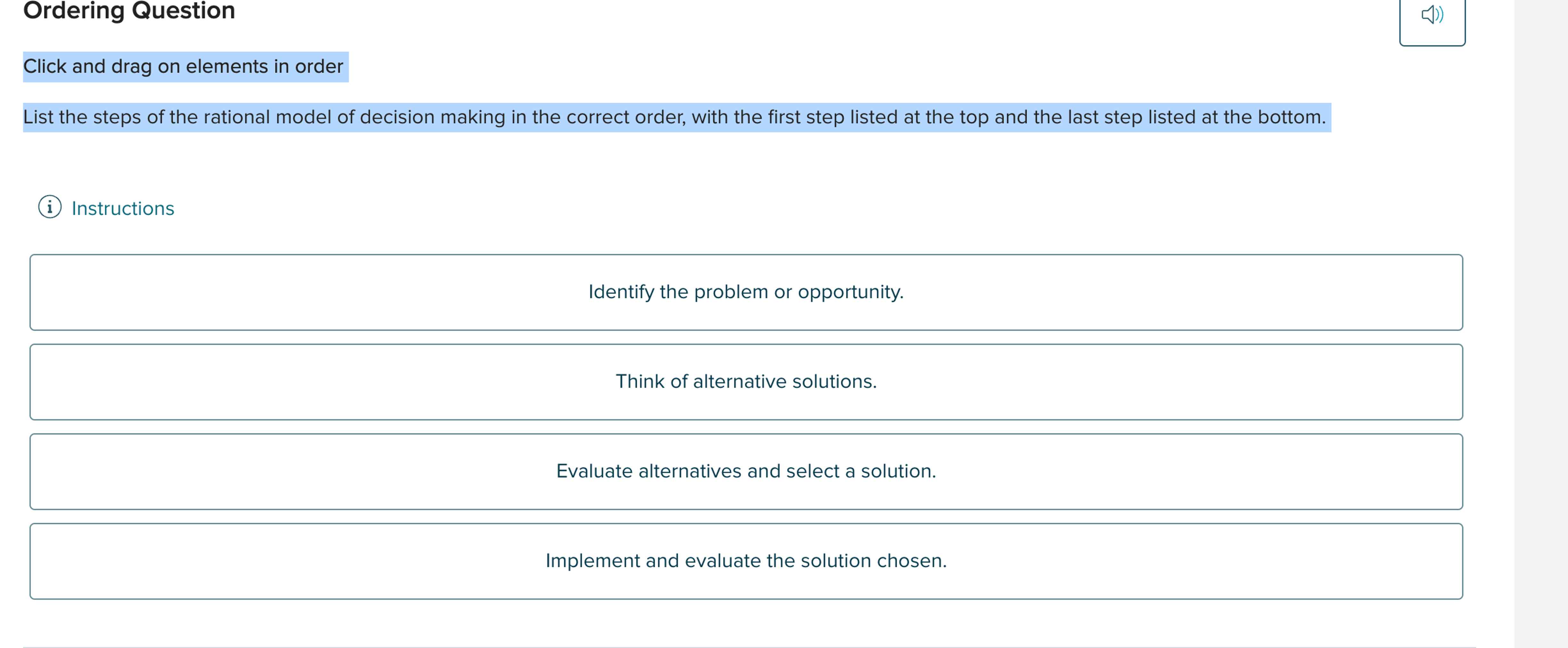 Solved Ordering QuestionClick and drag on elements in | Chegg.com
