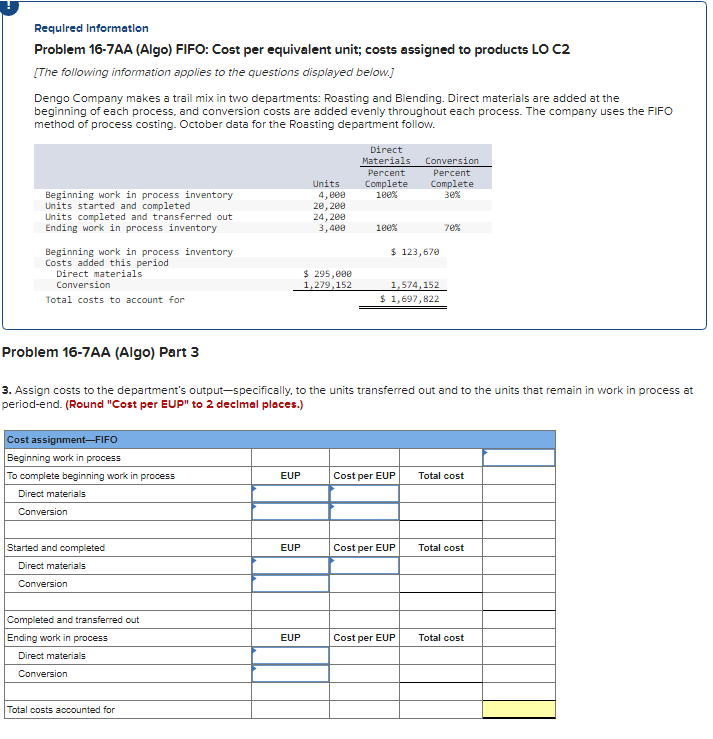 Solved Required Information Problem 16-7AA (Algo) FIFO: Cost | Chegg.com Solved Required Information Problem 16-7AA (Algo) FIFO: Cost | Chegg.com