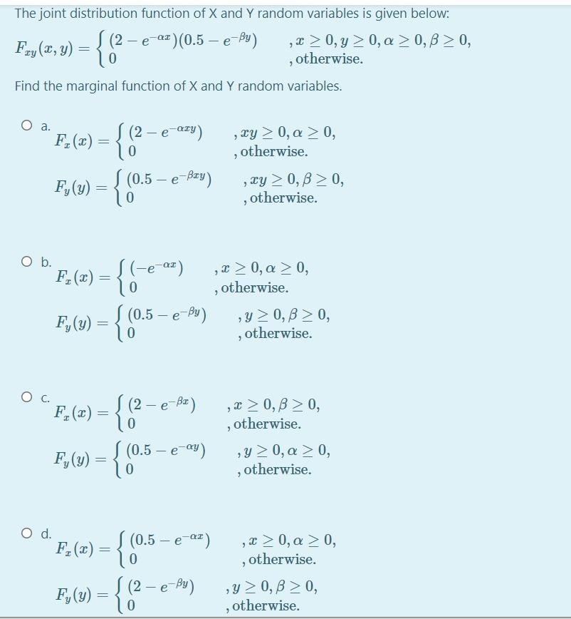 Solved the joint distribution function of X and Y random | Chegg.com