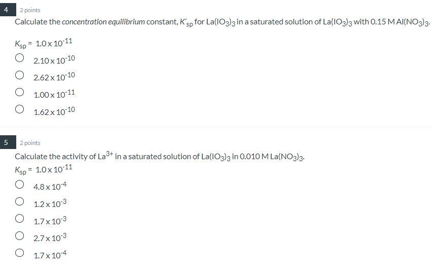 Solved 1 2 points Calculate the ionic strength of a | Chegg.com
