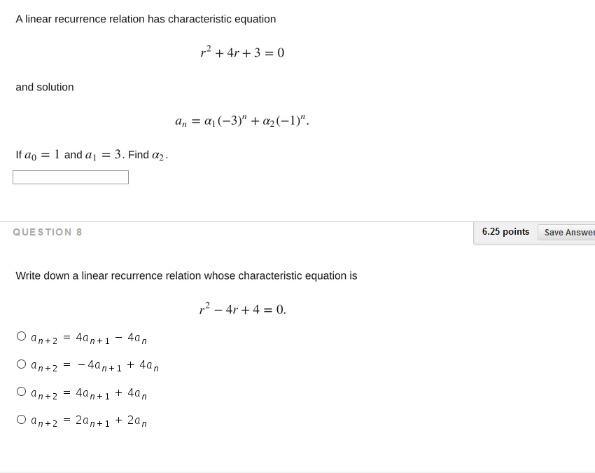 Solved A linear recurrence relation has characteristic | Chegg.com