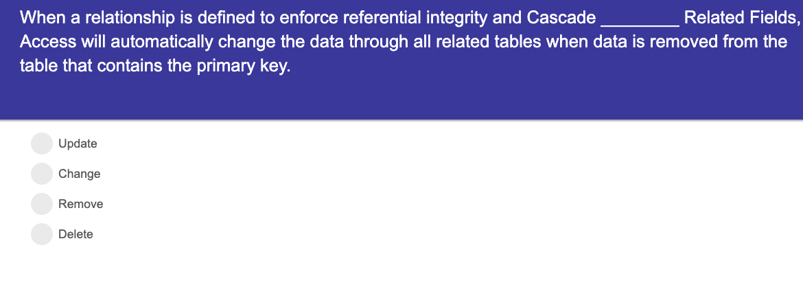 Solved When a relationship is defined to enforce referential | Chegg.com