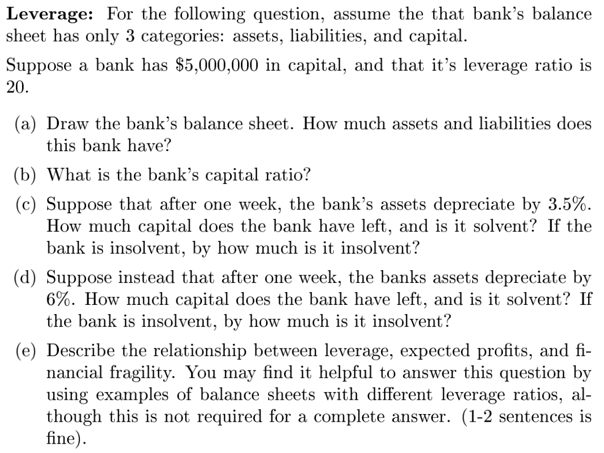 Solved Leverage: For the following question, assume the that | Chegg.com