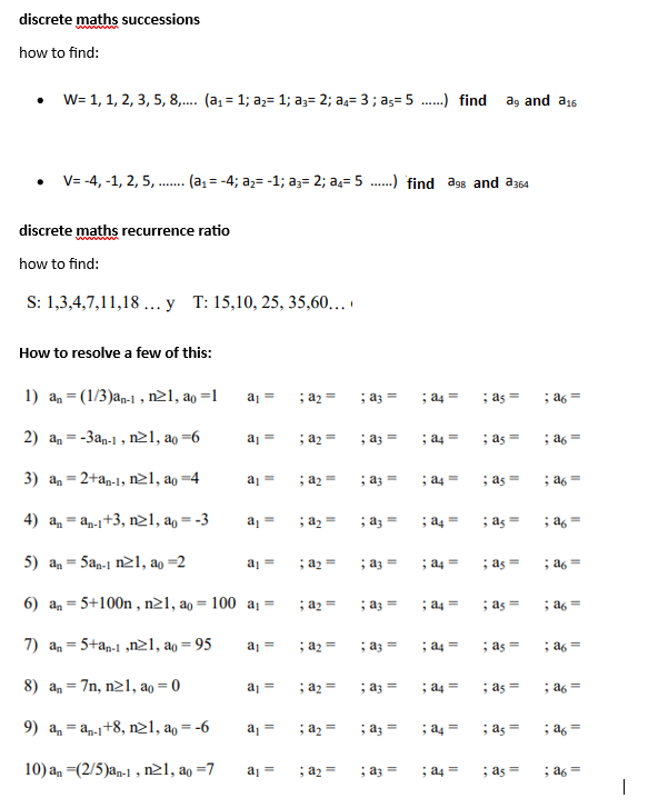 Solved discrete maths successions how to find: - | Chegg.com