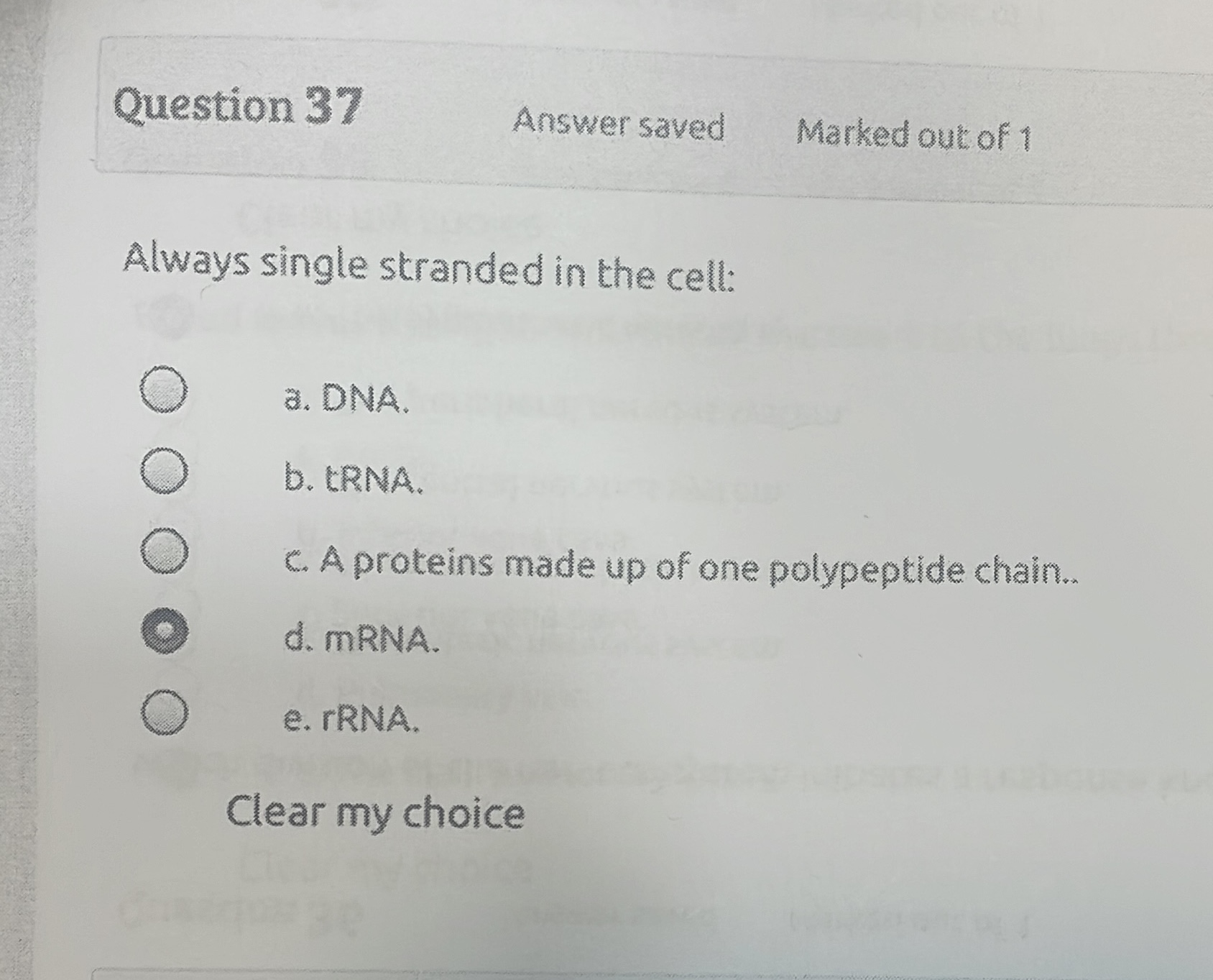 Solved Question 37Answer savedMarked out of 1Always single | Chegg.com