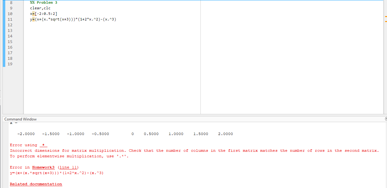 Solved Could someone tell me what is wrong with my MATLAB | Chegg.com