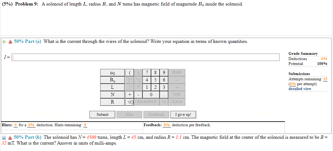Solved (5\%) Problem 9: A solenoid of length L, radius R, | Chegg.com
