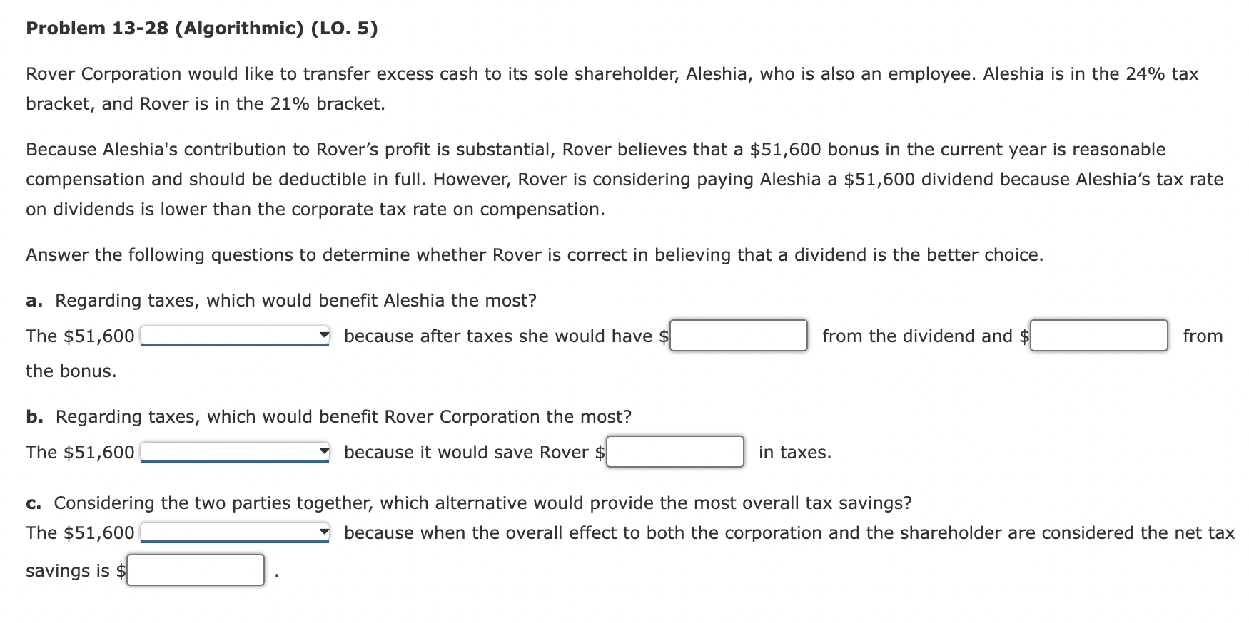 Solved Problem 13-28 (Algorithmic) (LO. 5) Rover Corporation | Chegg.com