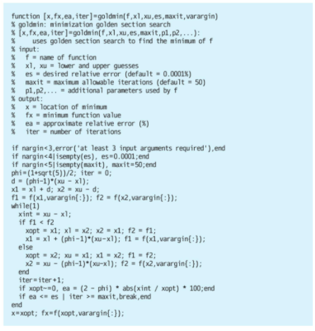 Solved % % function [x,fx,ea, iter]-goldnin(f,x1, xu, es, | Chegg.com