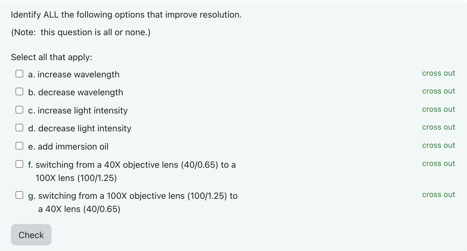 Solved Identify ALL the following options that improve | Chegg.com