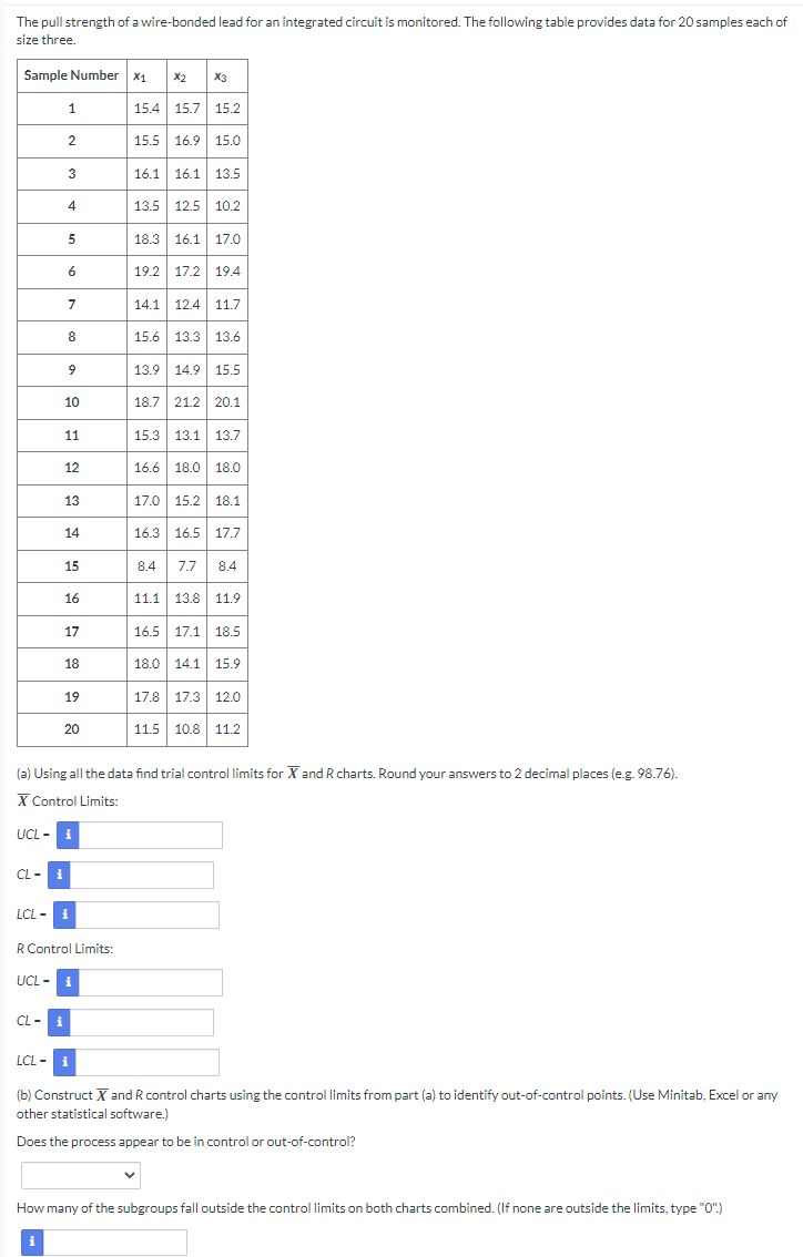 Solved The pull strength of a wire-bonded lead for an | Chegg.com